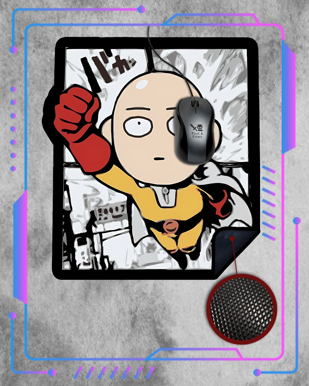 Mousepad Custom One Punch Man, Saitama – Pixel and Prints
