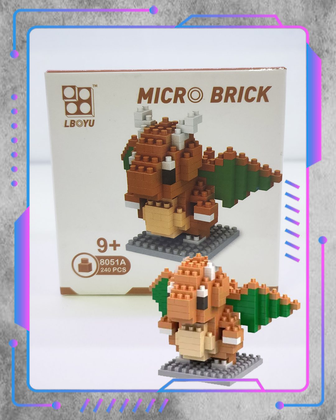 Micro Brick Pokemon, Dragonite – Pixel and Prints