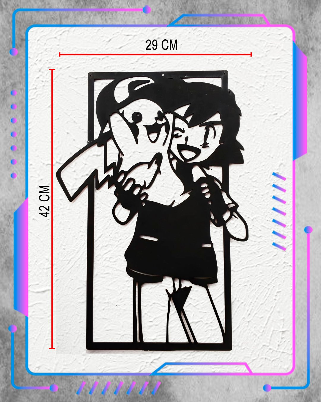 Cuadro 2D Pokemon, Ash y Pikachu – Pixel and Prints